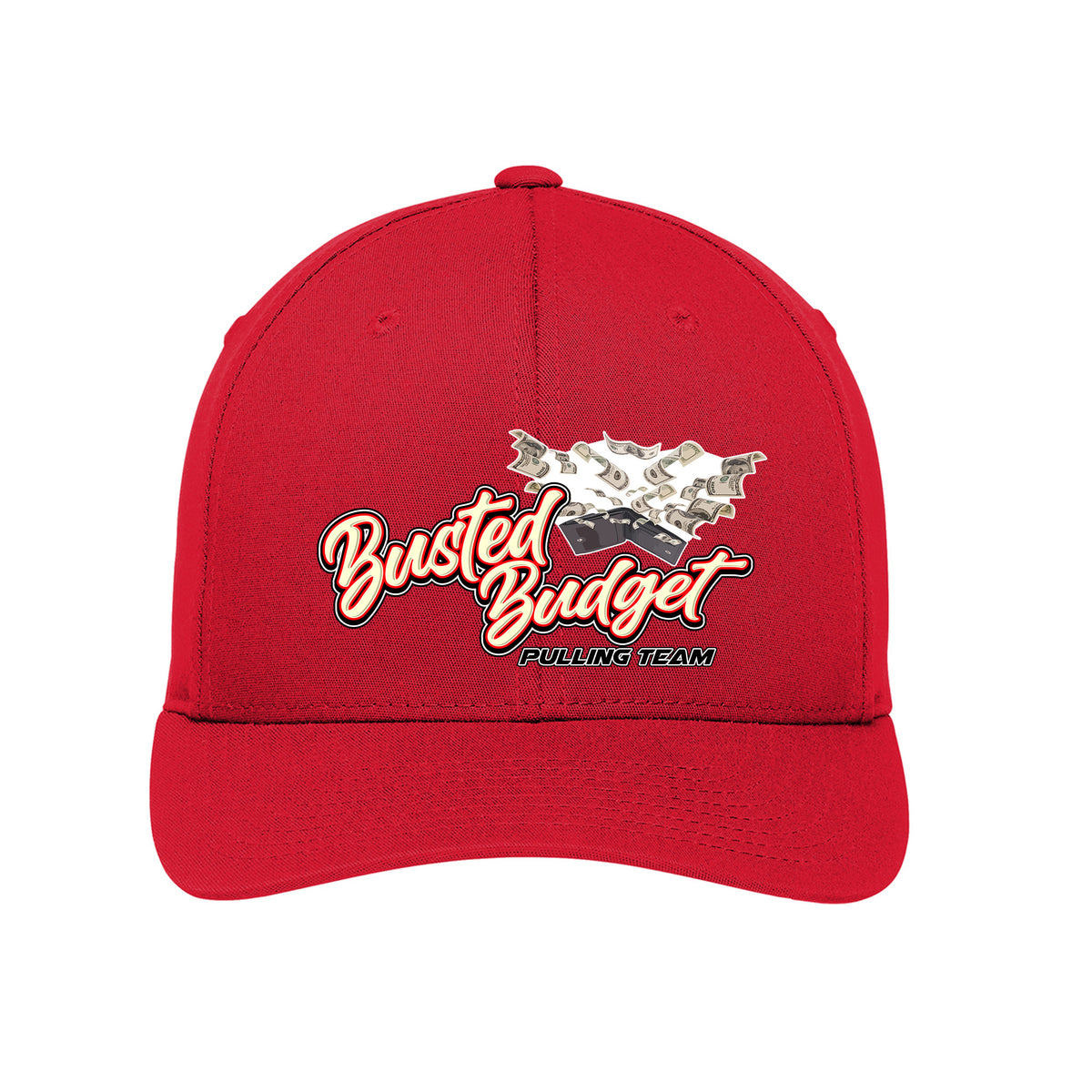 Busted Budget Pulling Team Flexfit Flat Cap – ShopAngryDuck.com