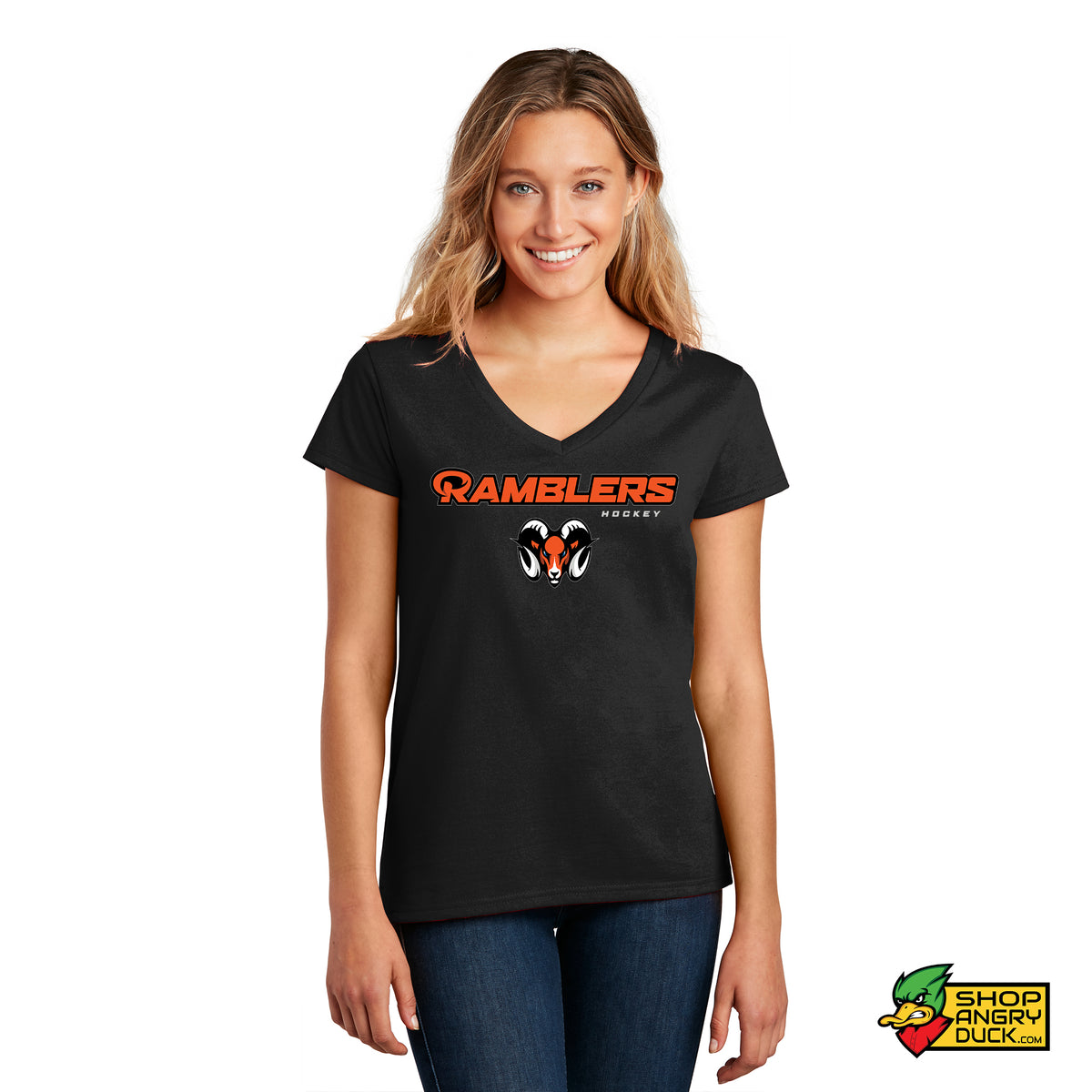 Cathedral Prep Hockey Ramblers Ladies V-Neck T-Shirt – ShopAngryDuck.com