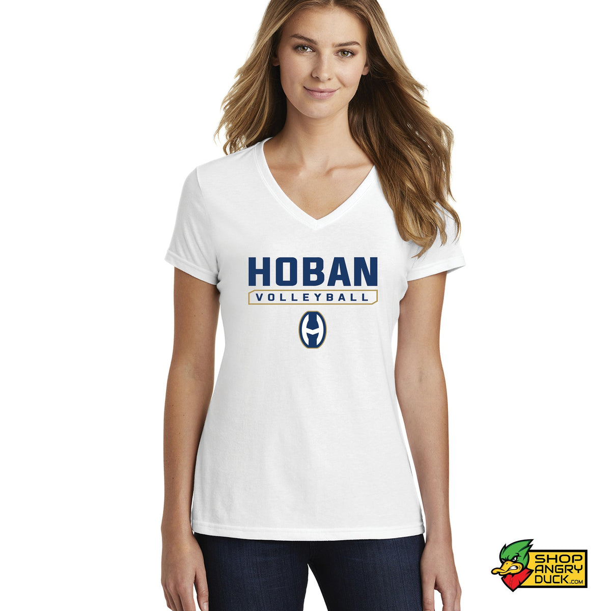 Hoban Volleyball H Ladies V-Neck T-Shirt – ShopAngryDuck.com